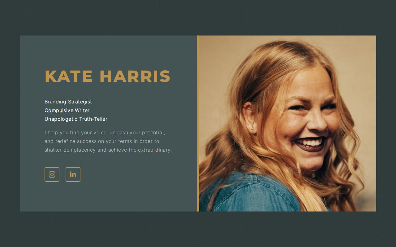 Kate Harris - Brand Strategist, Business Coach, Writer, Author